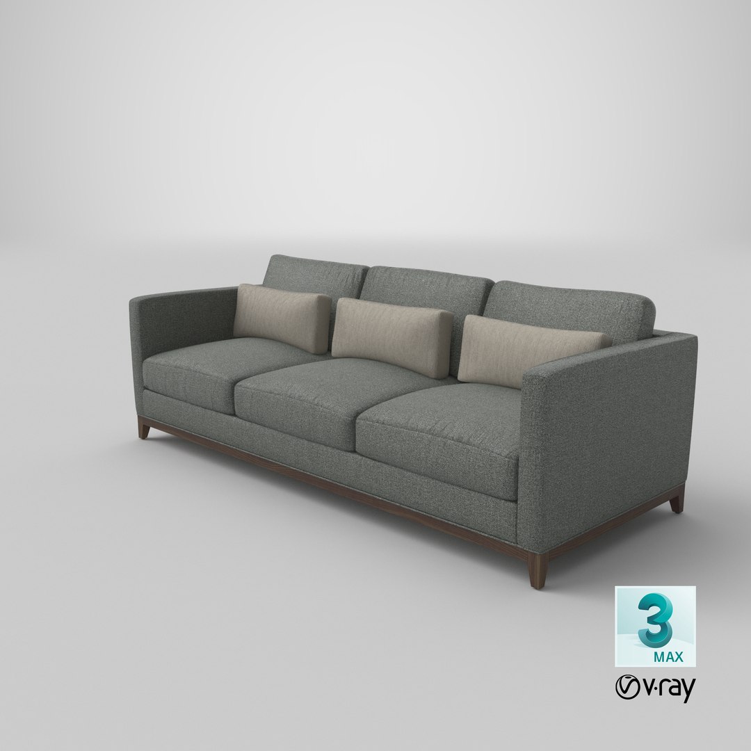 Contemporary 3 seater sofa model - TurboSquid 1287228