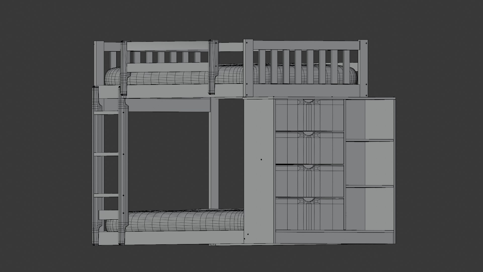 3D Model Loft Bed With Drawer Model - TurboSquid 2266048