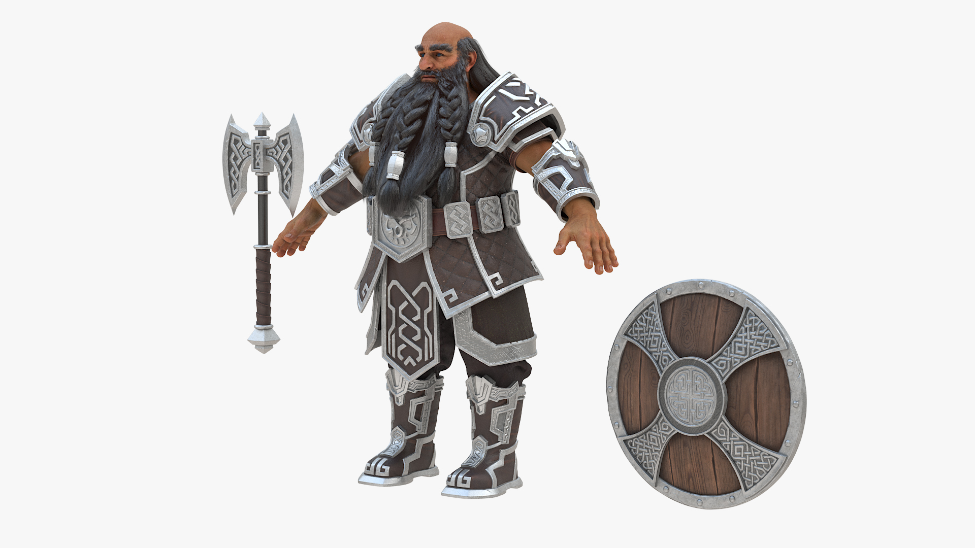 Dwarf Fighter With Axe And Shield Rigged For Maya 3D Model - TurboSquid ...