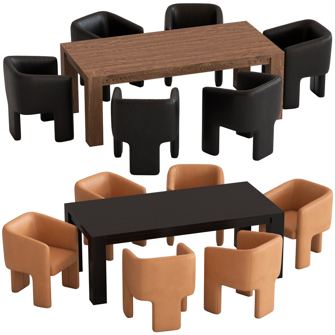 3D Coco Republic Phoenix Dining Chair and Block Timber Table ...