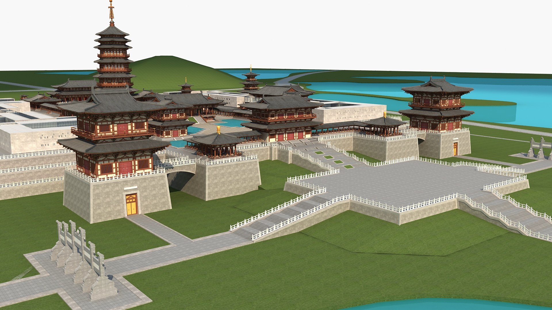 3D Chinese Ancient City Model - TurboSquid 1671469