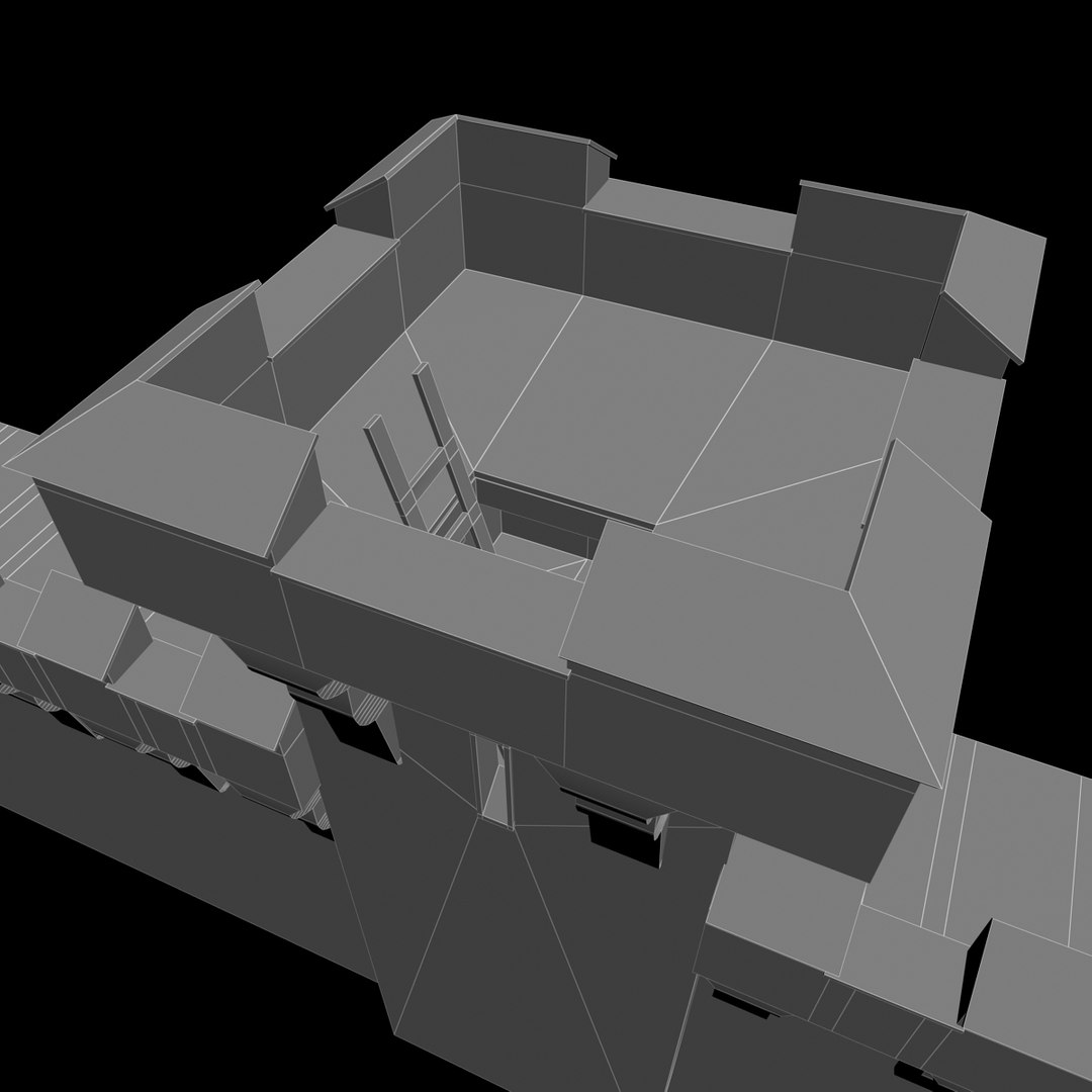 3d realistic medieval wall tower model