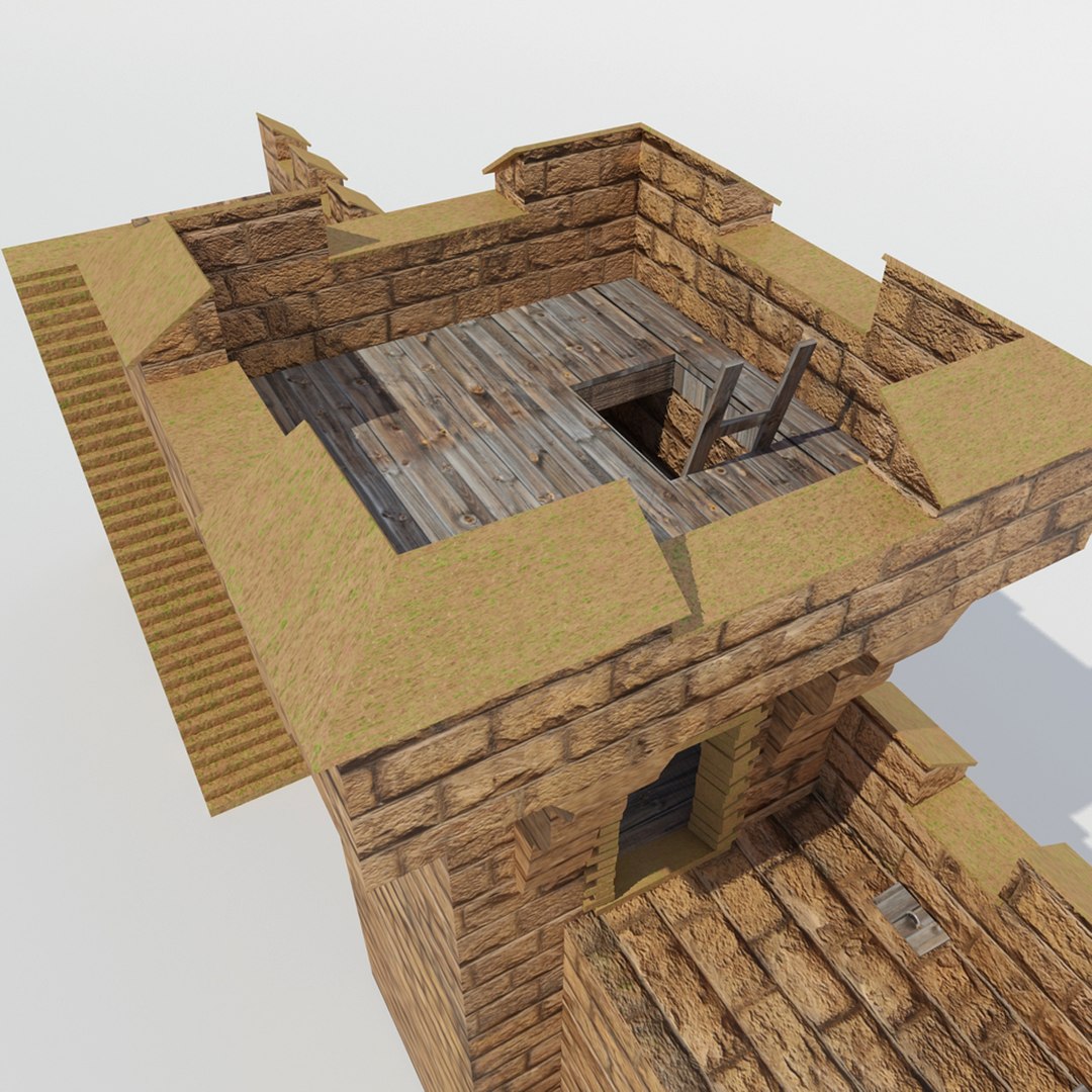 3d realistic medieval wall tower model