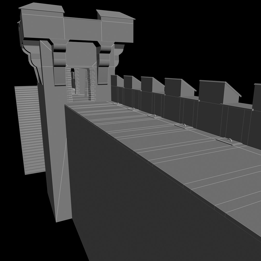 3d realistic medieval wall tower model