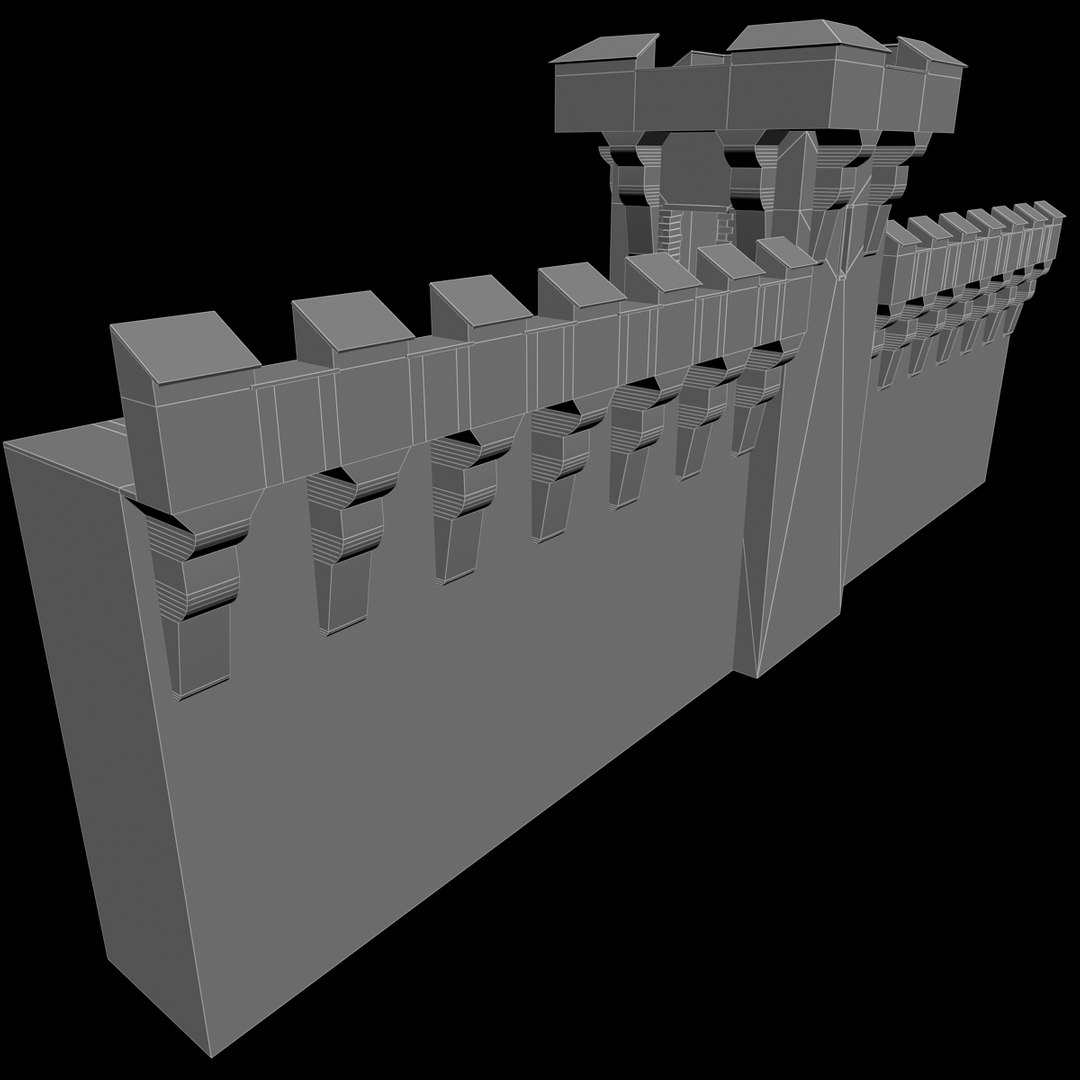 3d realistic medieval wall tower model