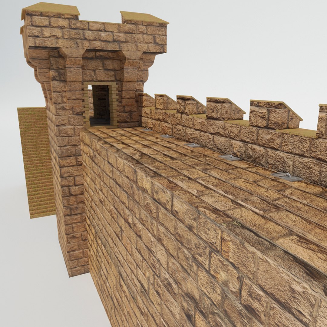 3d realistic medieval wall tower model