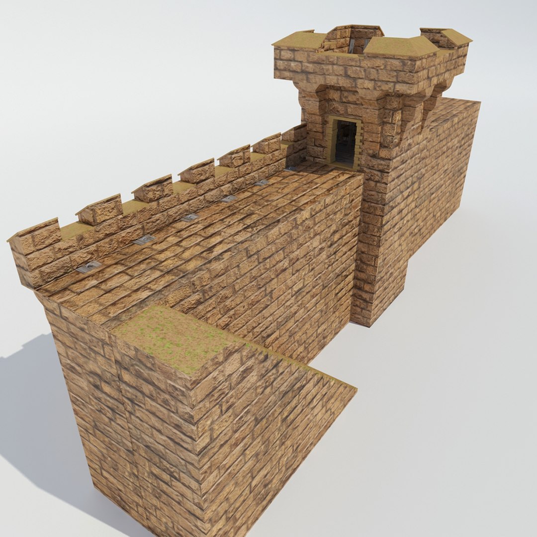 3d realistic medieval wall tower model