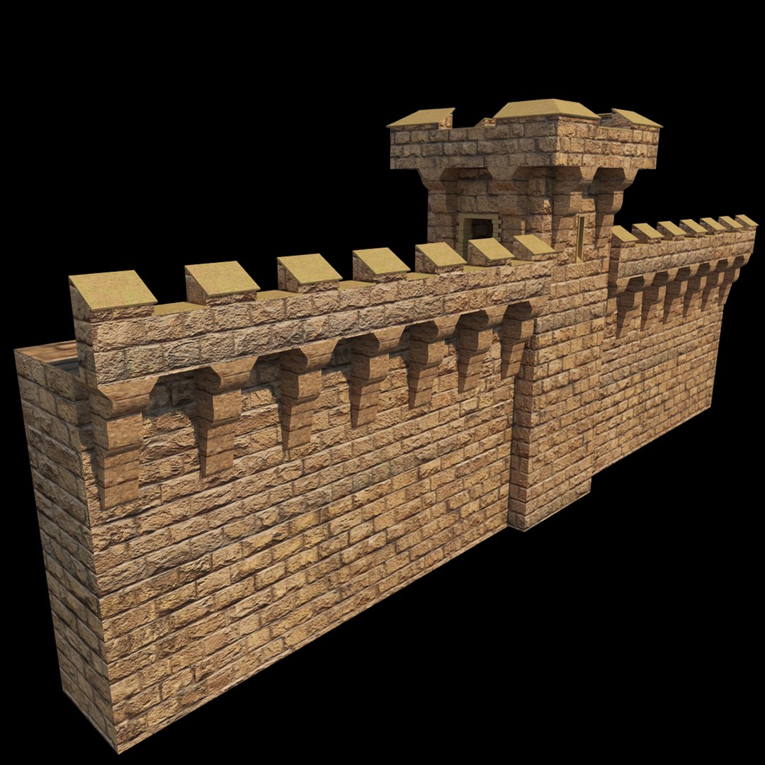3d realistic medieval wall tower model