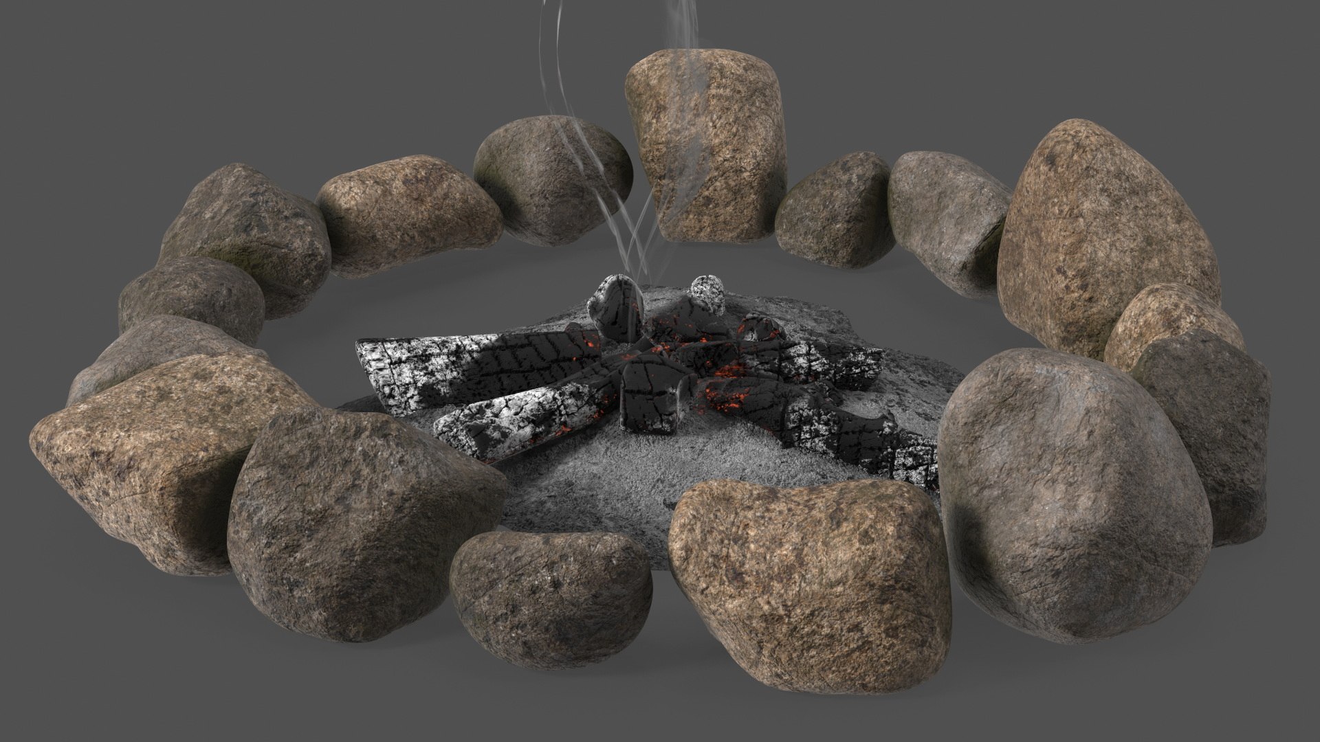 3D Extinct Bonfire And Smoke Model - TurboSquid 2269834