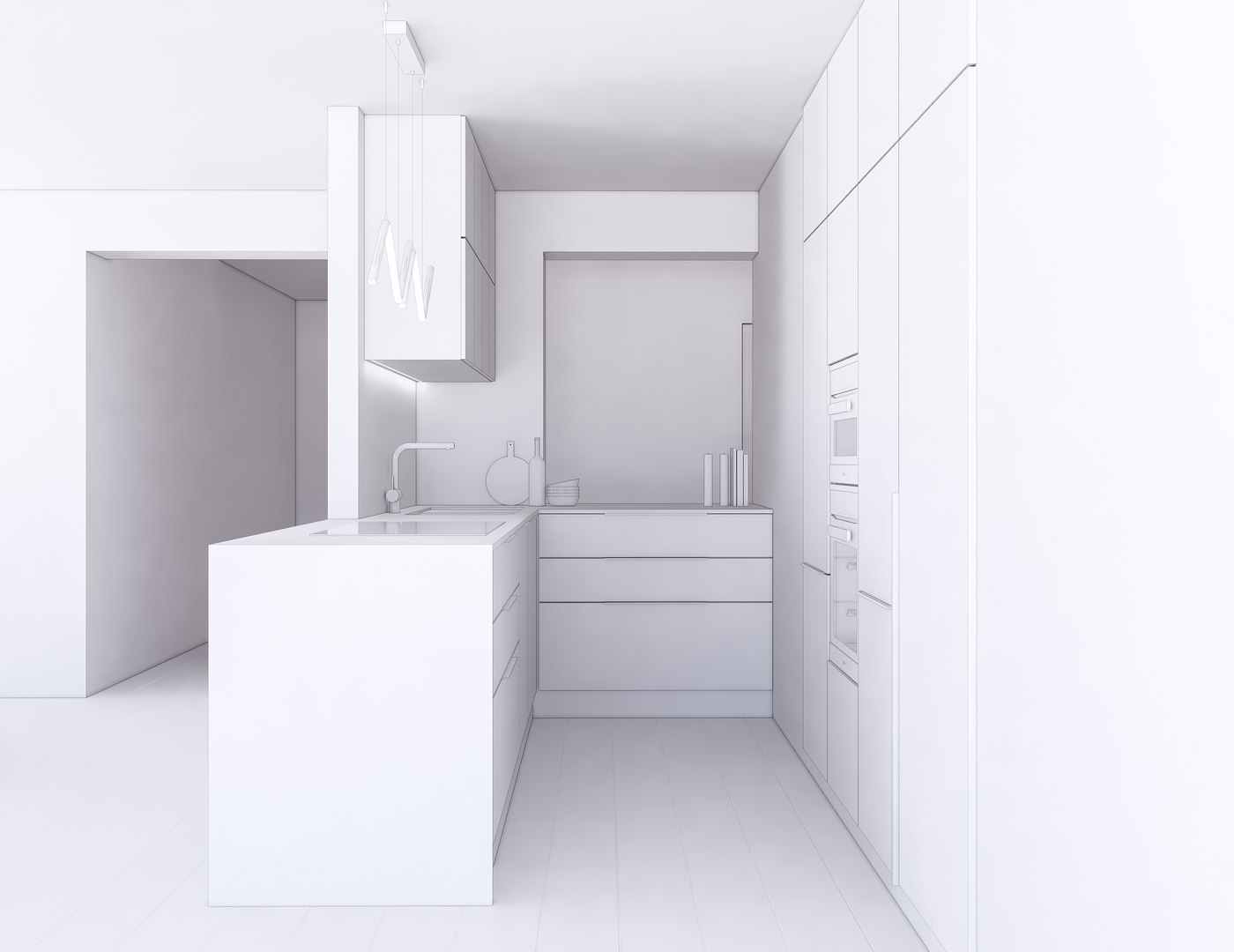 Modern Kitchen Created In Revit 10 Model - TurboSquid 1974470