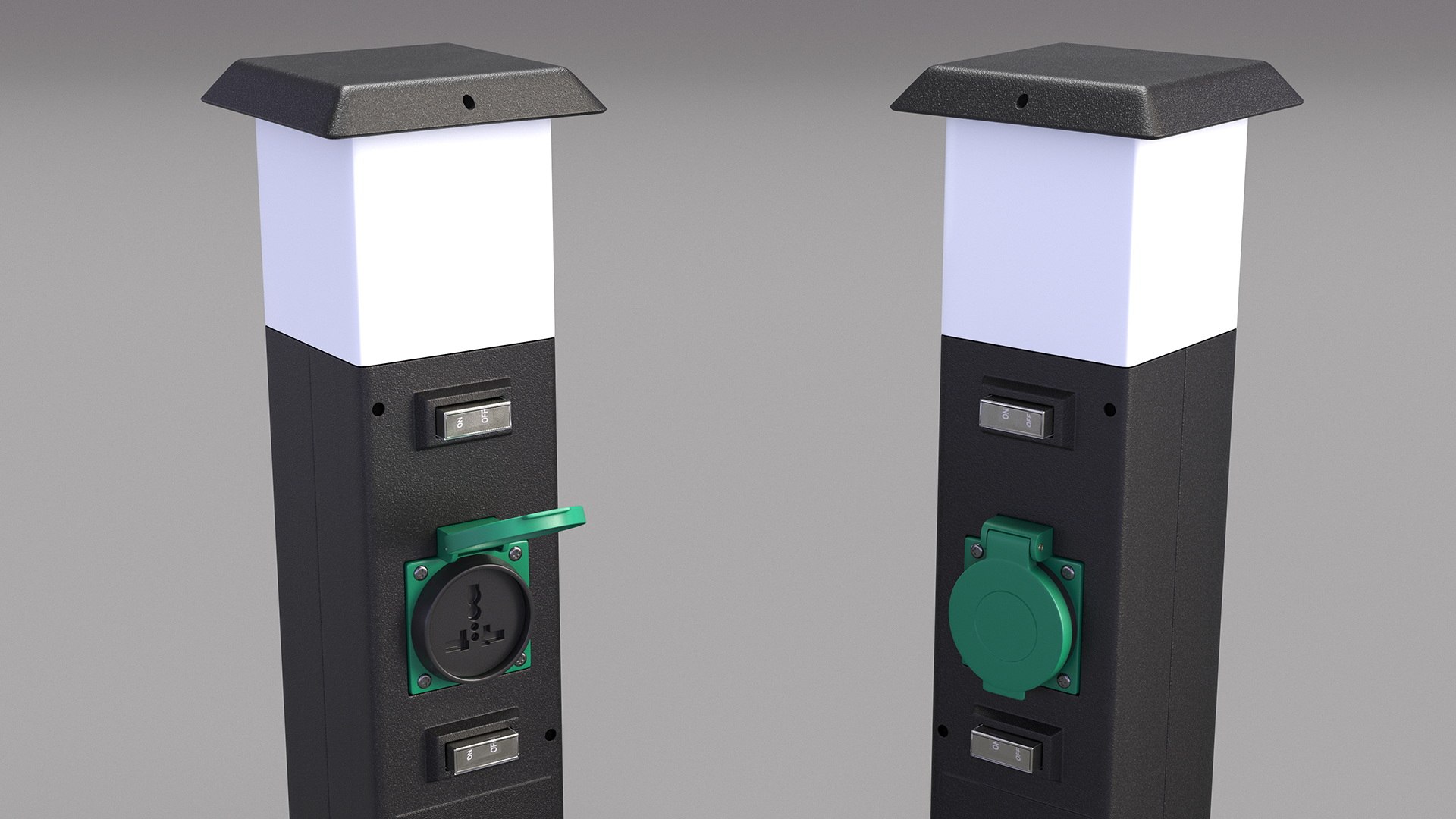 3D Garden Energy Column With 2 Socket And 4 Switches - TurboSquid 2167686