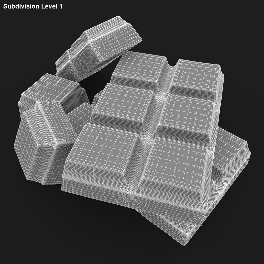 realistic cut chocolate bar 3d model