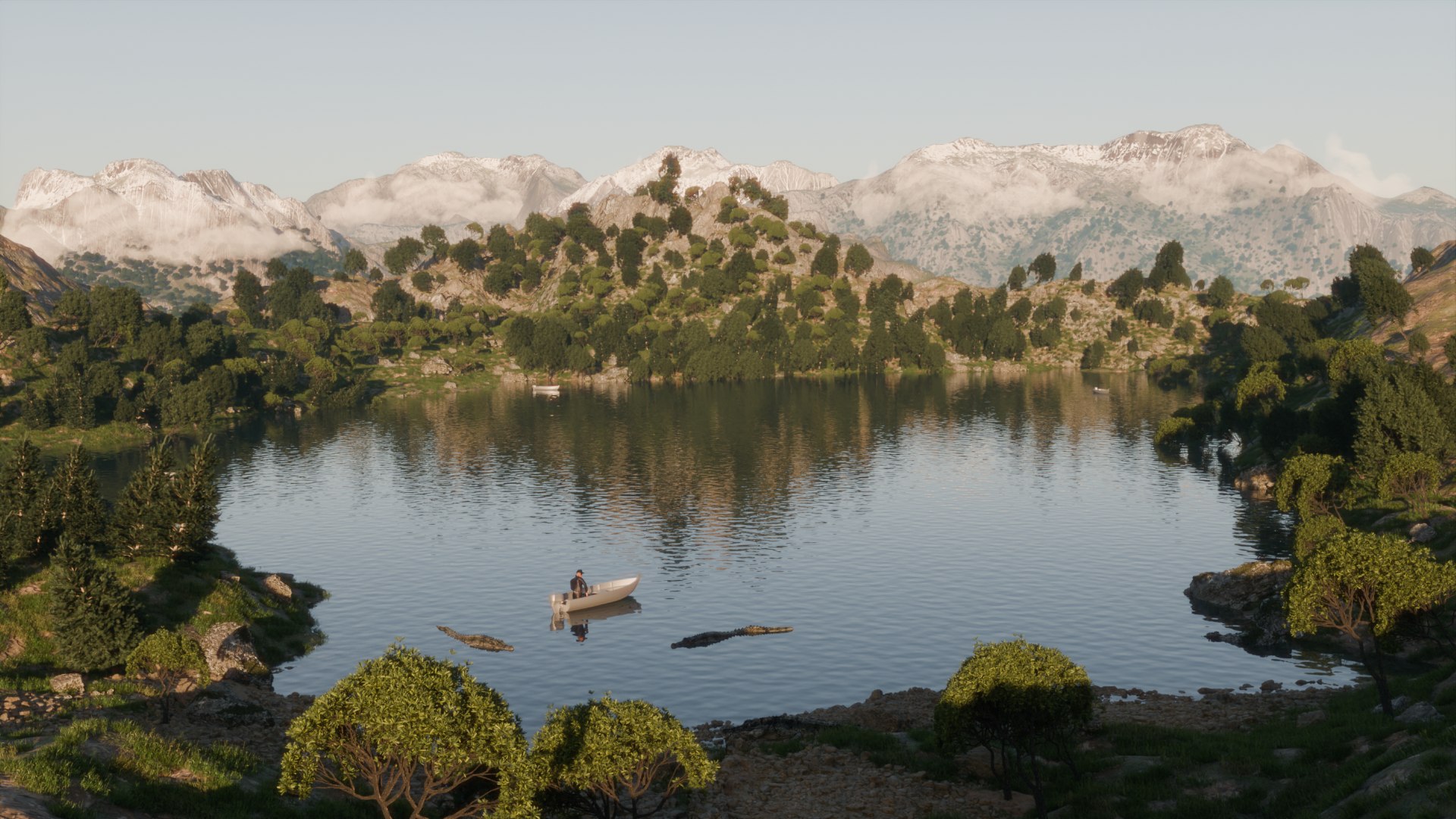 3D Lake Mountain Scene - TurboSquid 2185502