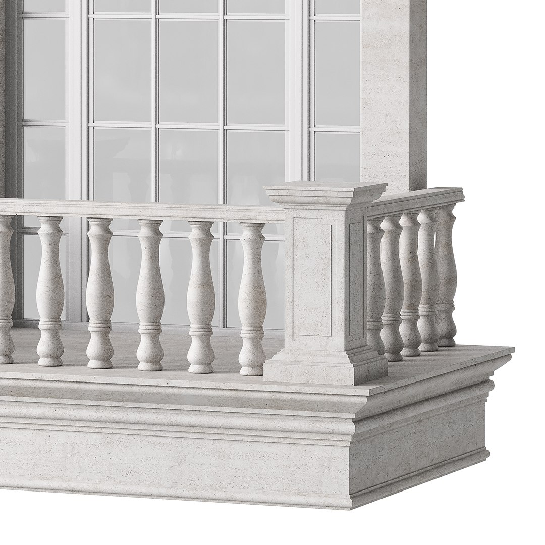 Classical Arched Window Balcony With Marble Baluster Detailing - Facade ...