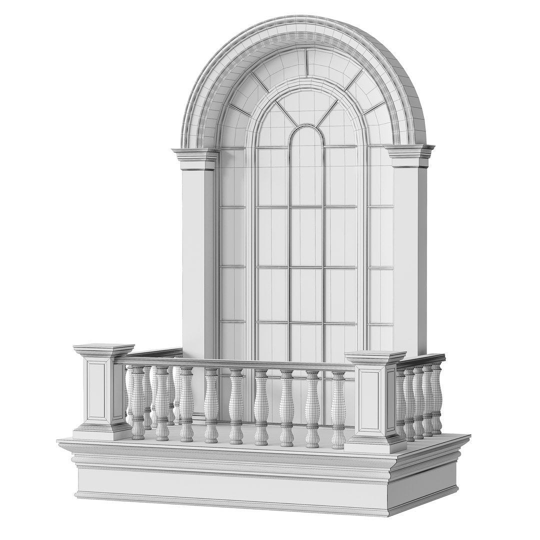 Classical Arched Window Balcony With Marble Baluster Detailing - Facade ...