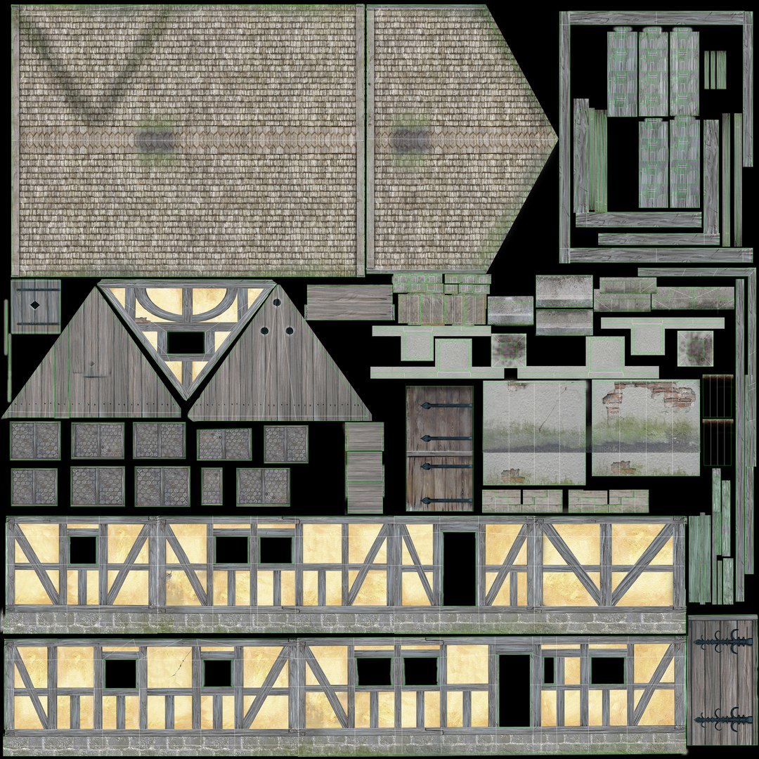 medieval half-timbered house 3d model