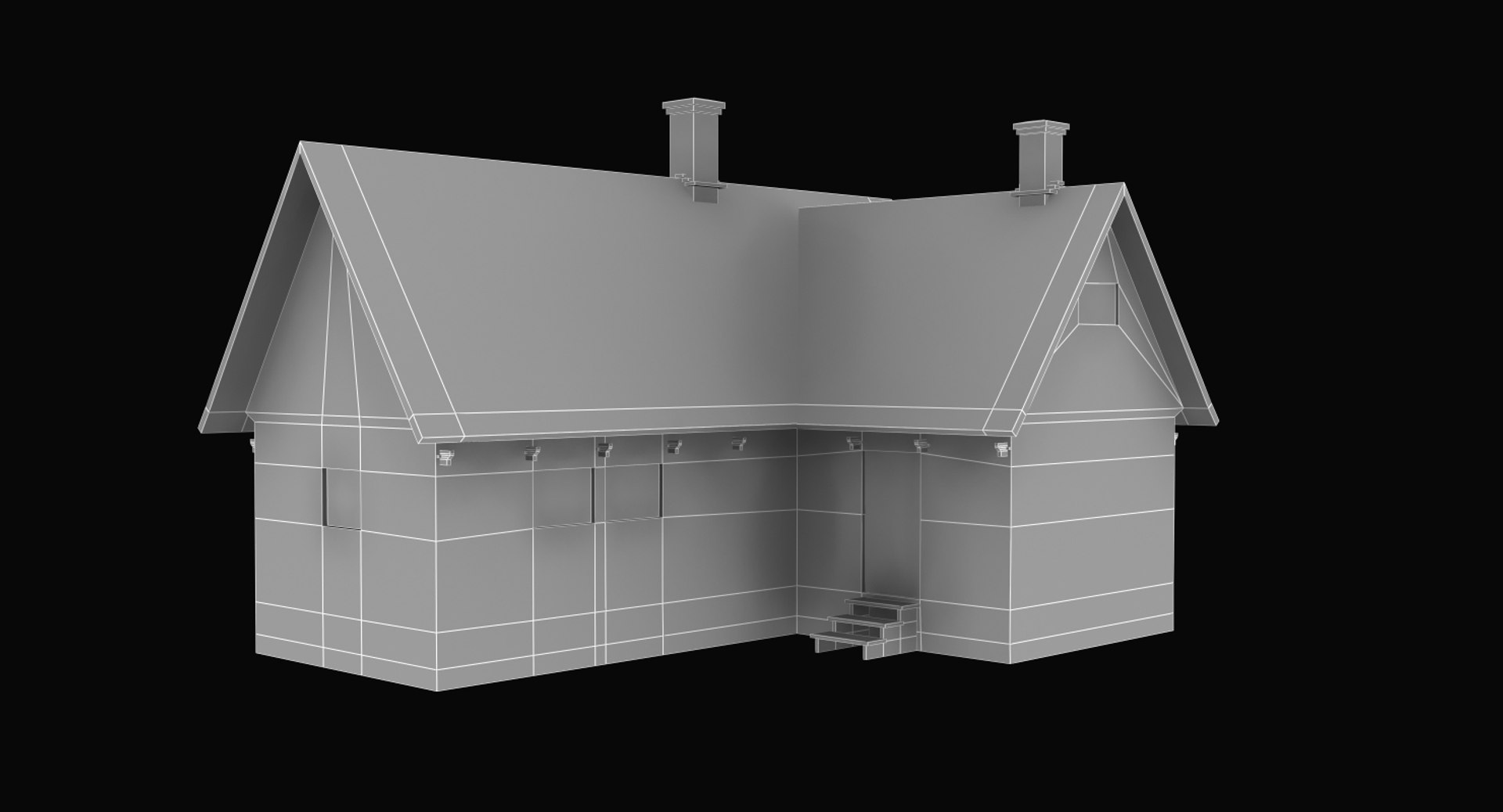 medieval half-timbered house 3d model