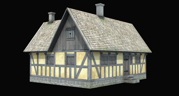 medieval half-timbered house 3d model