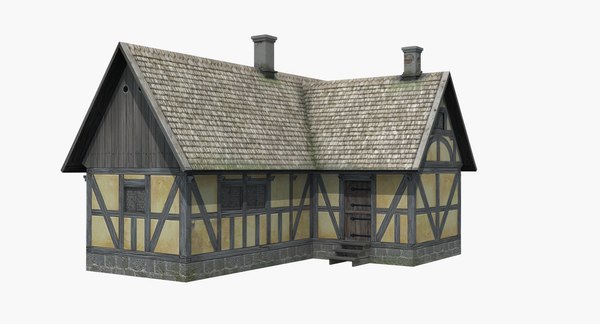 medieval half-timbered house 3d model