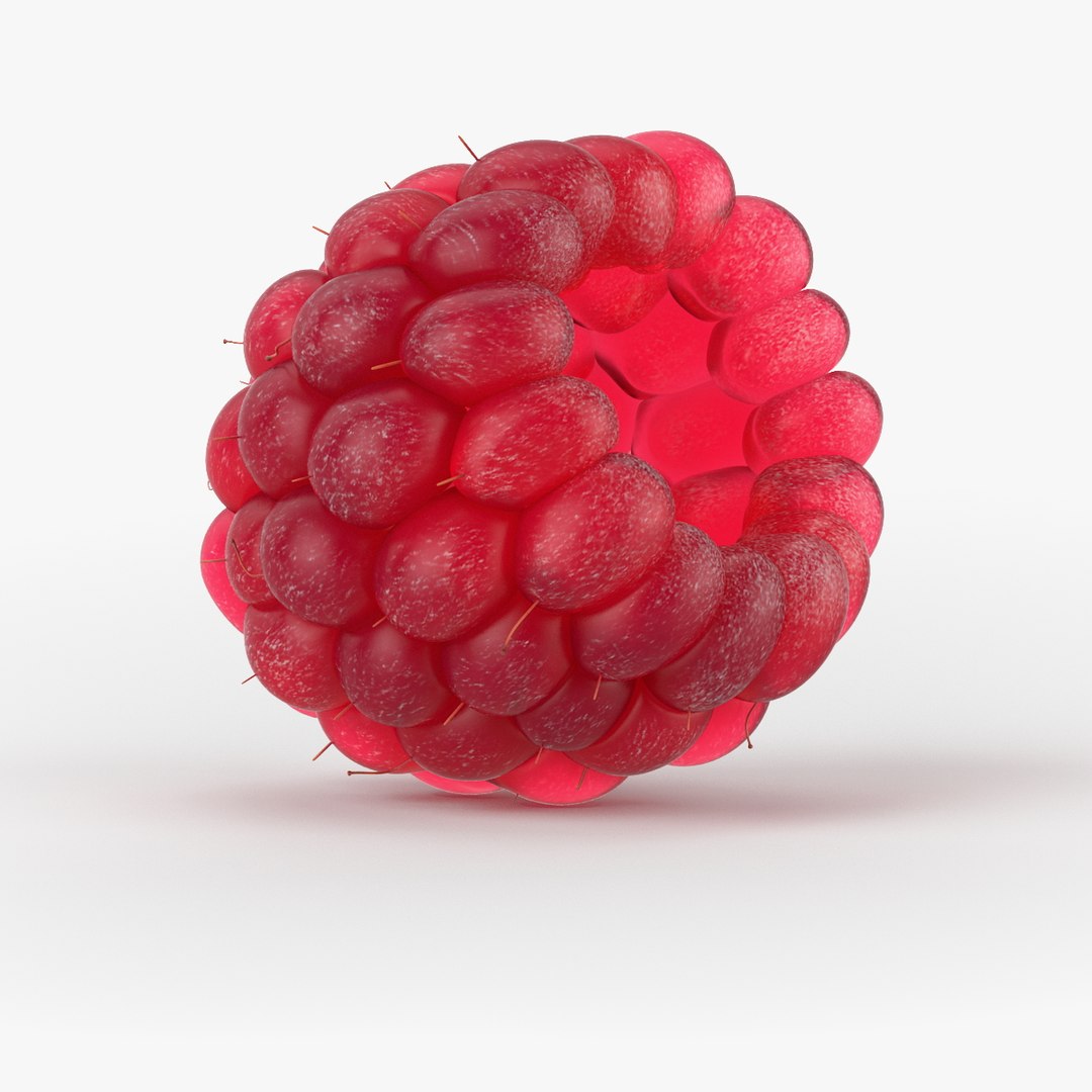 3d Realistic Raspberry Real Fruit Model