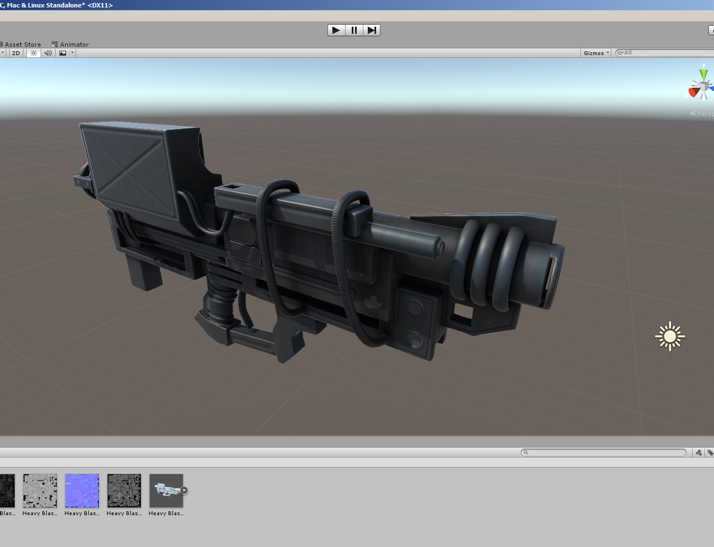 heavy blaster gun 3d obj