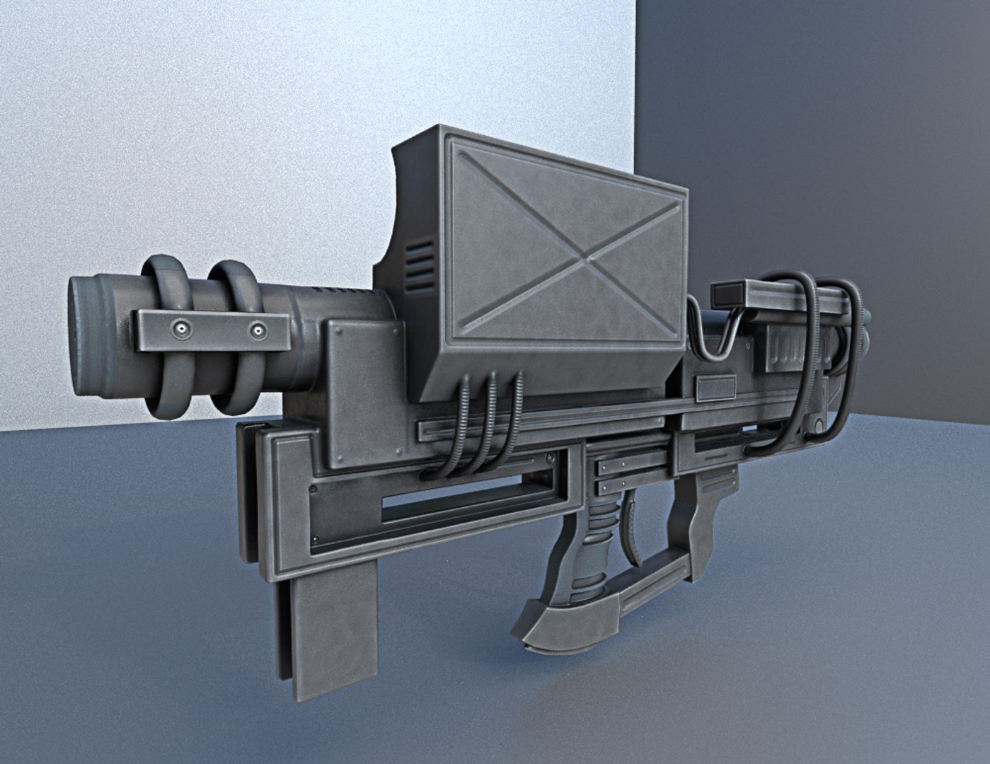 heavy blaster gun 3d obj