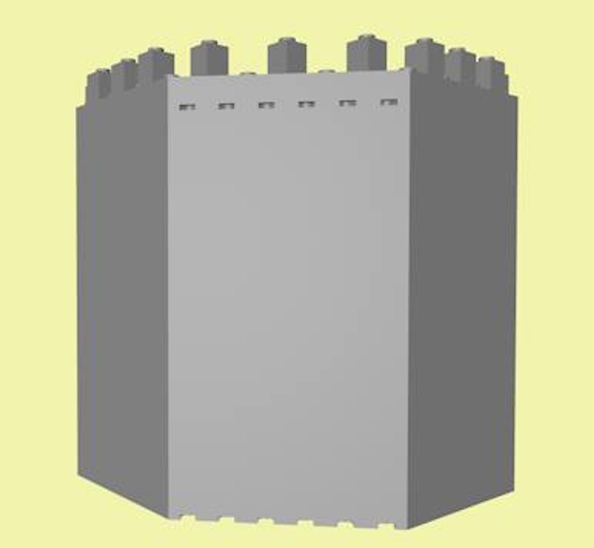 3d model lego large octagonal castle tower