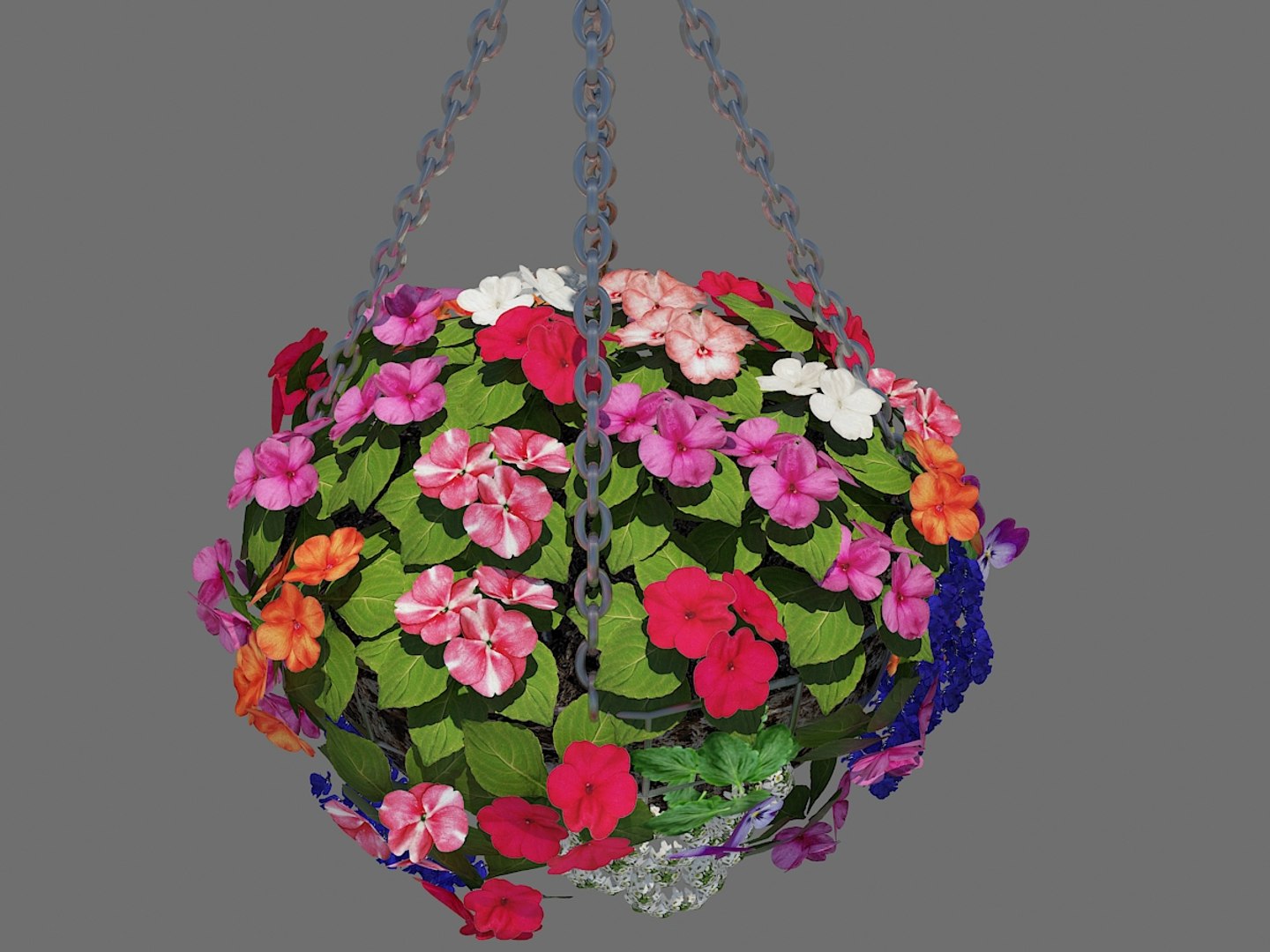 3d Hanging Flower Basket Model