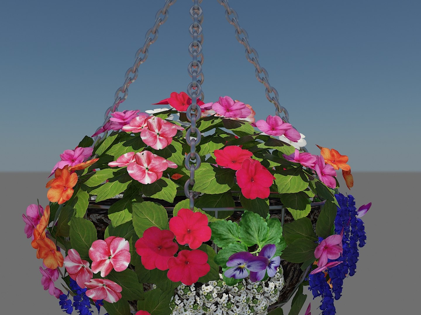 3d Hanging Flower Basket Model