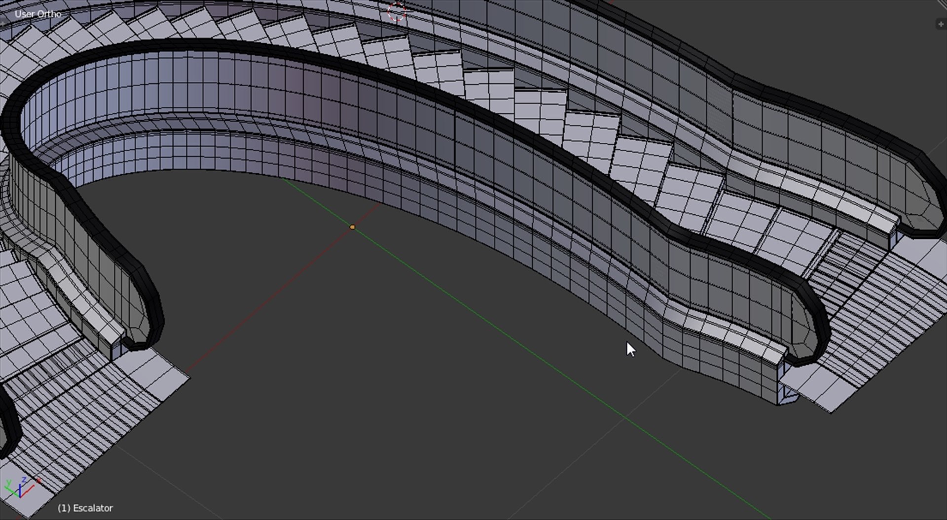 Curved Escalator 3d Model
