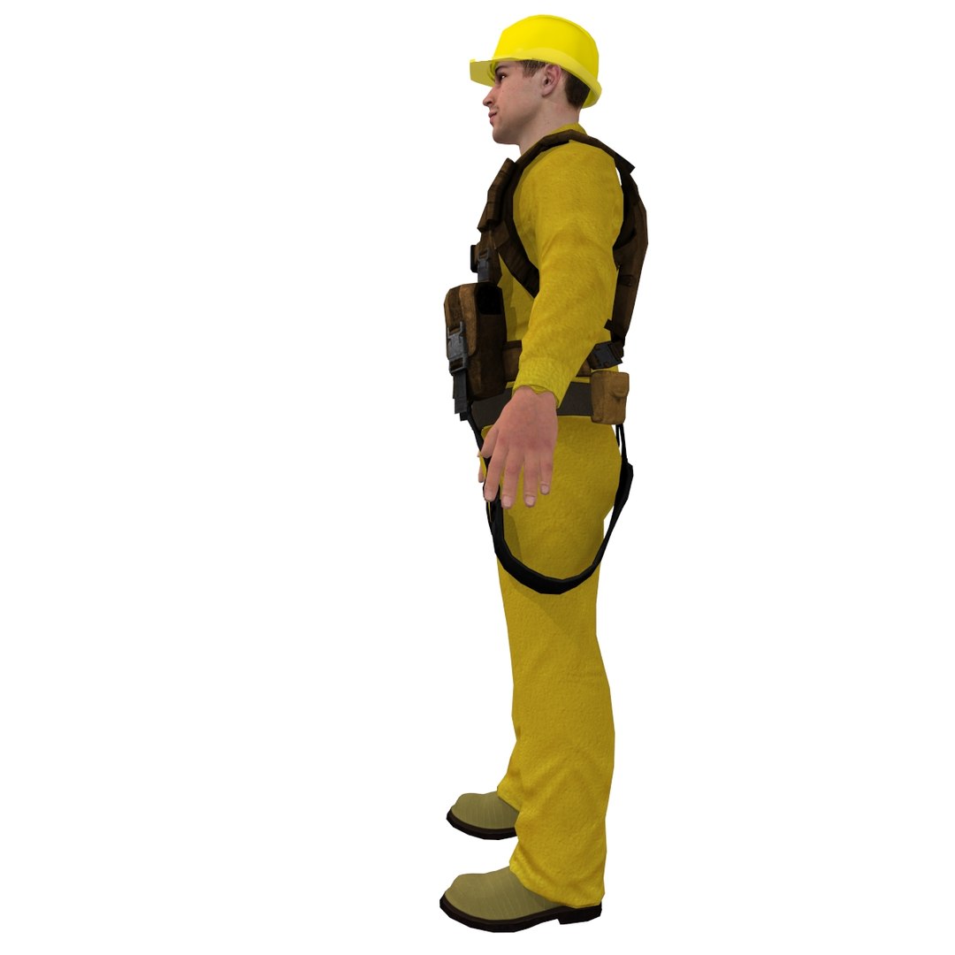 3d construction worker man model