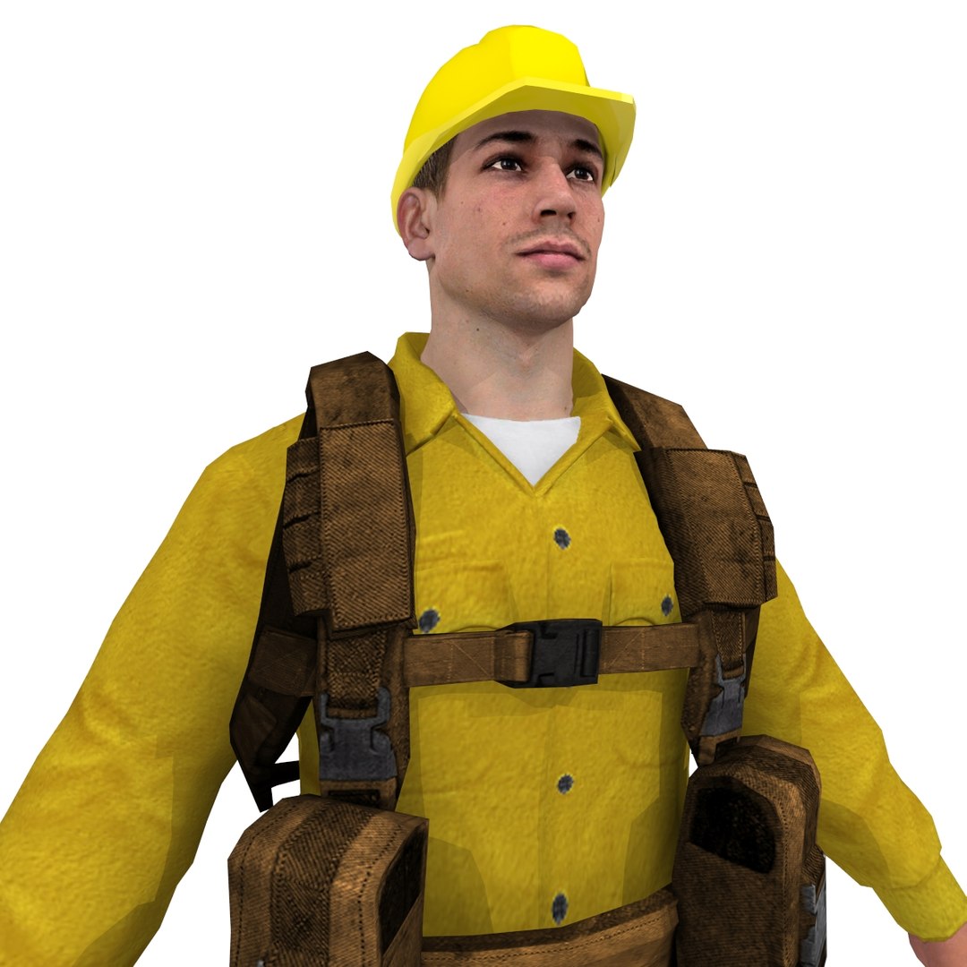 3d construction worker man model