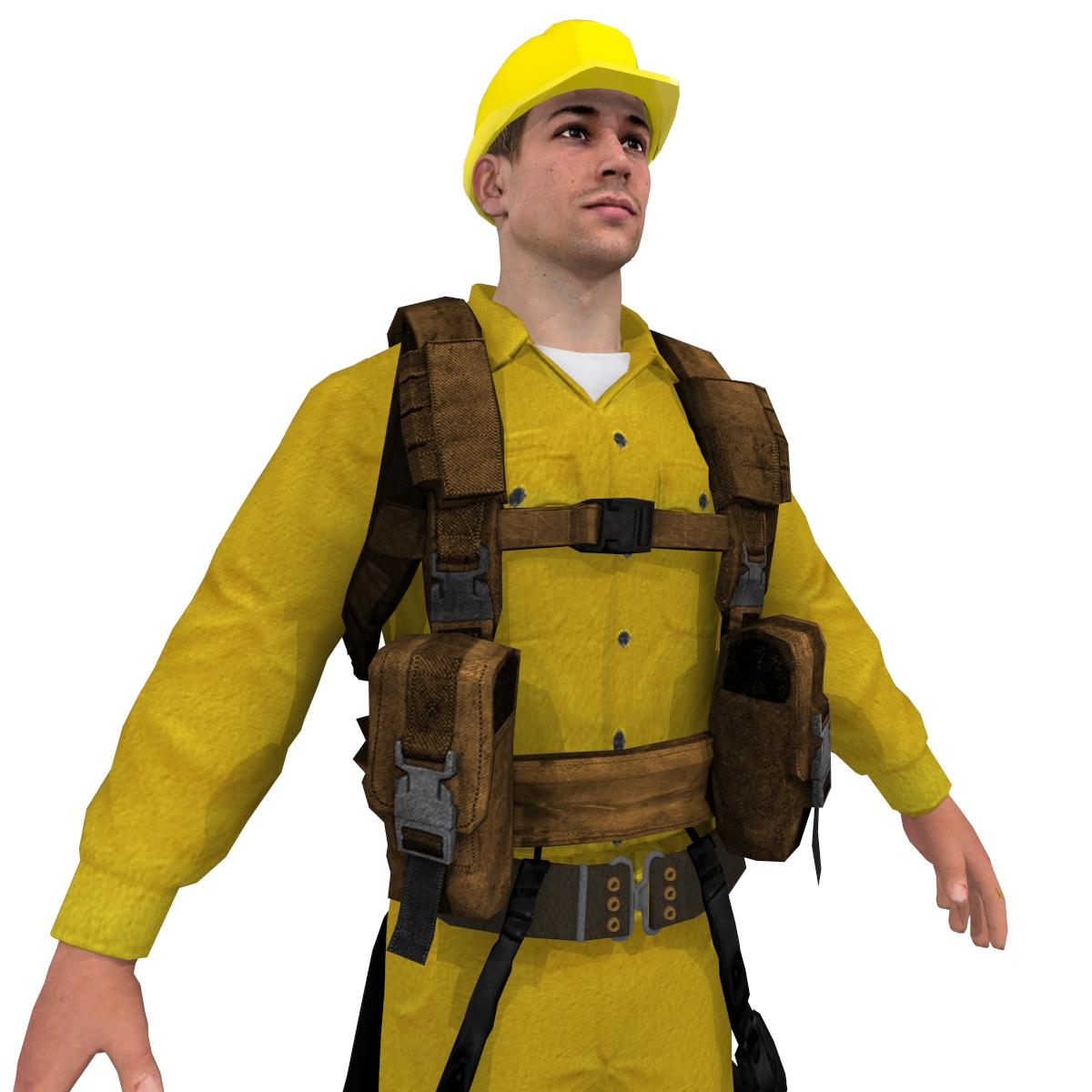 3d construction worker man model