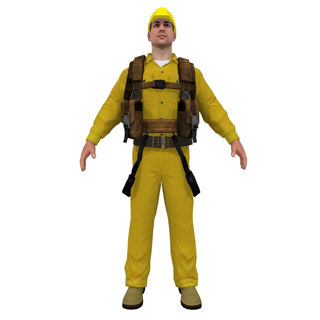 3d construction worker man model