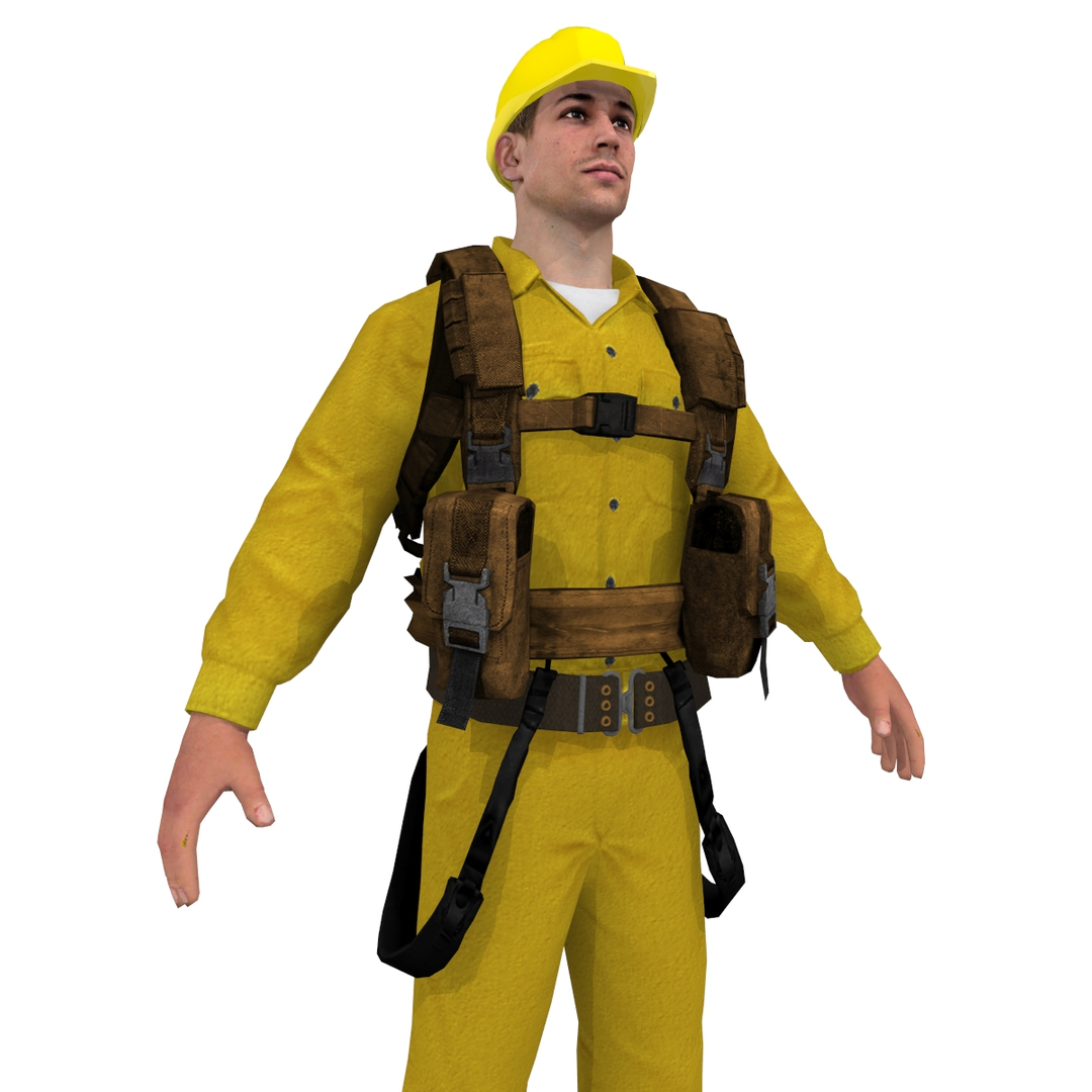 3d construction worker man model