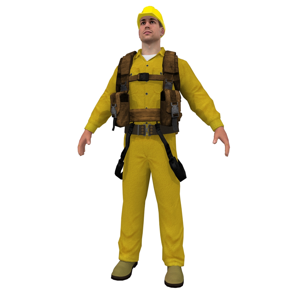 3d construction worker man model