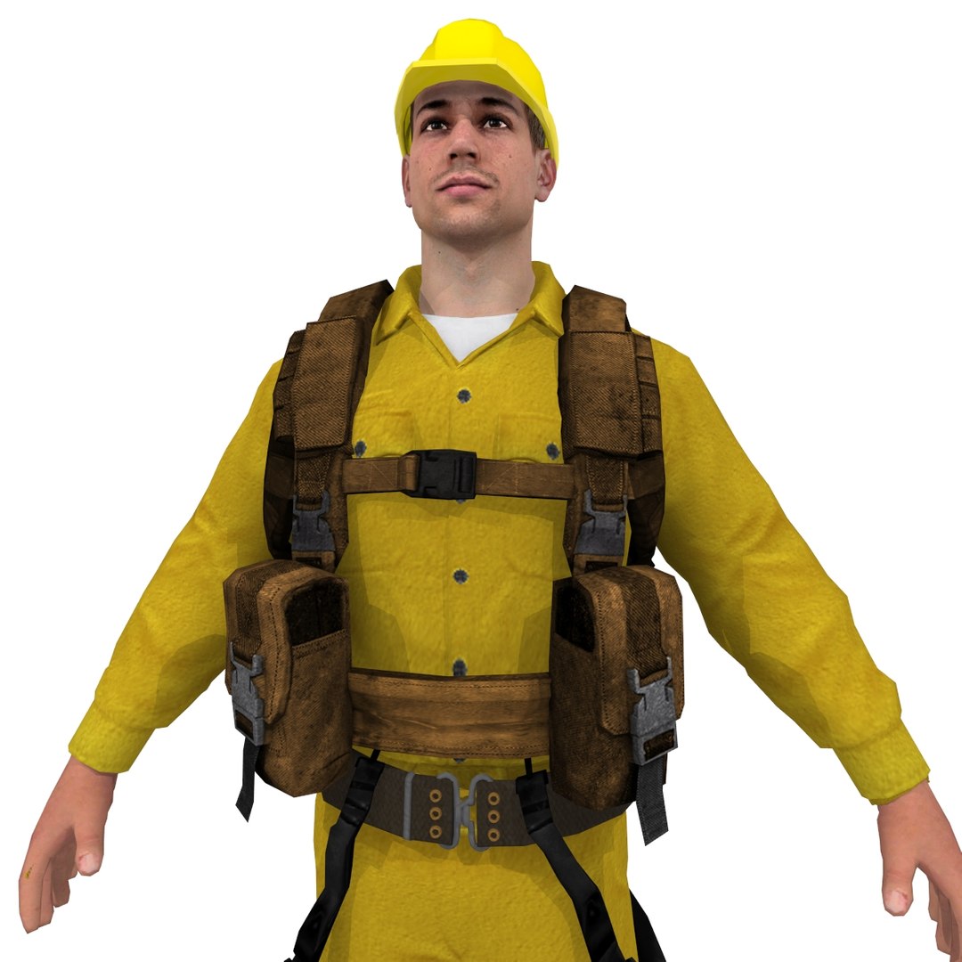 3d construction worker man model