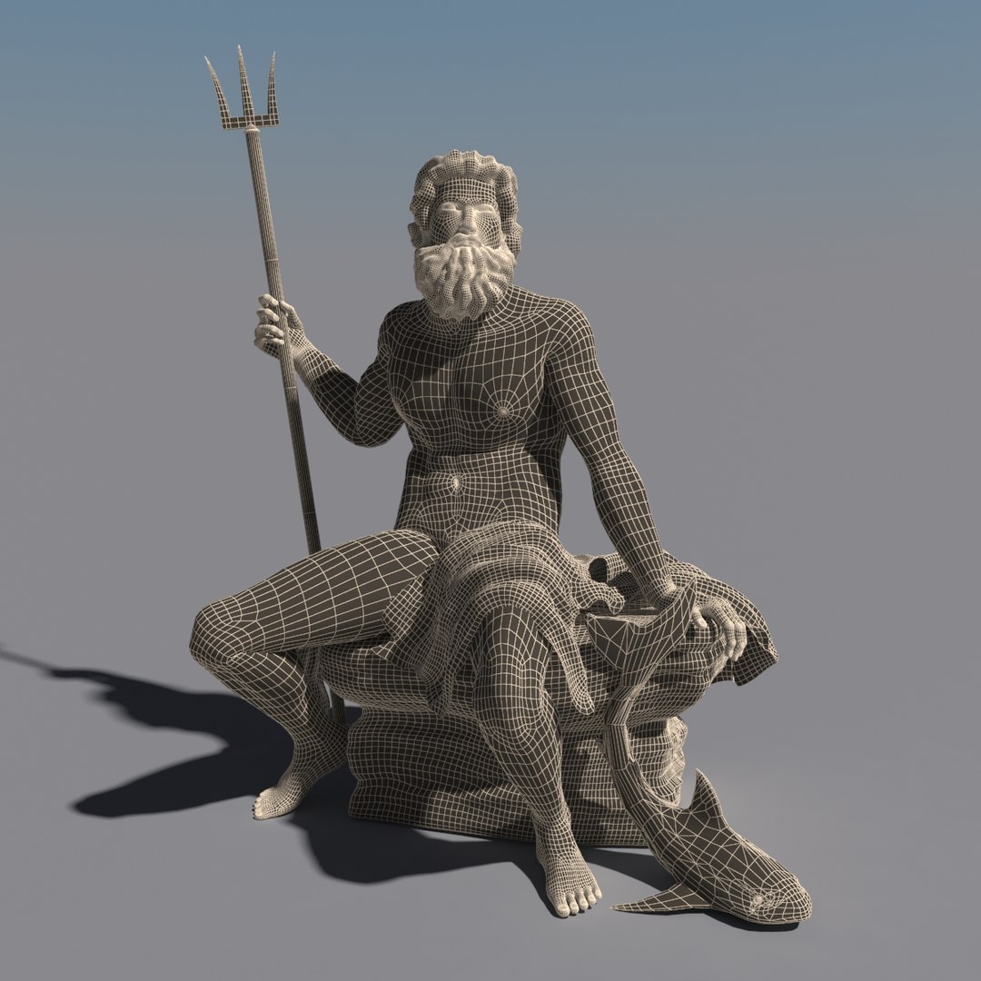 3d Model Of Statue Poseidon