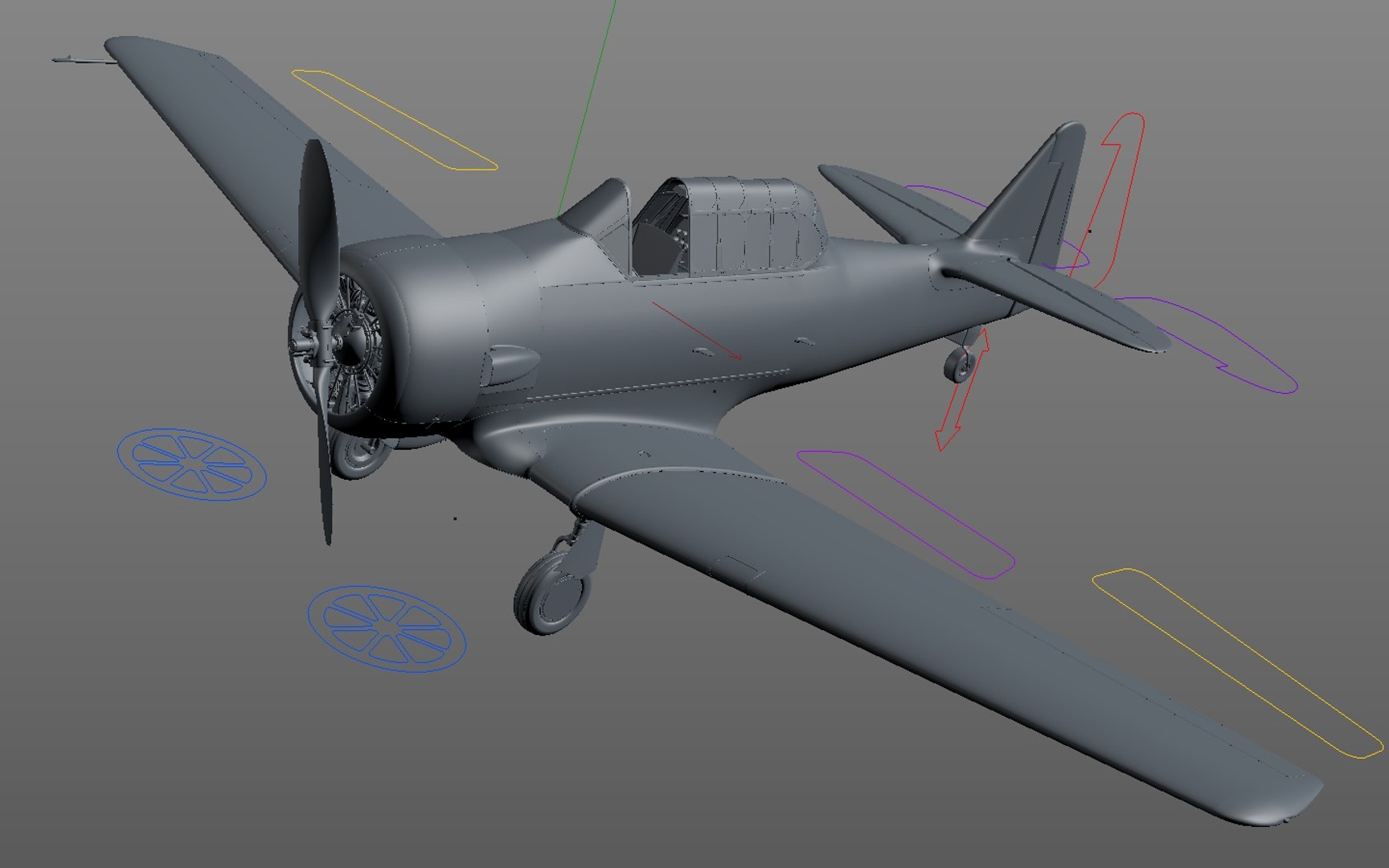 North American T6 Texan 3d Obj