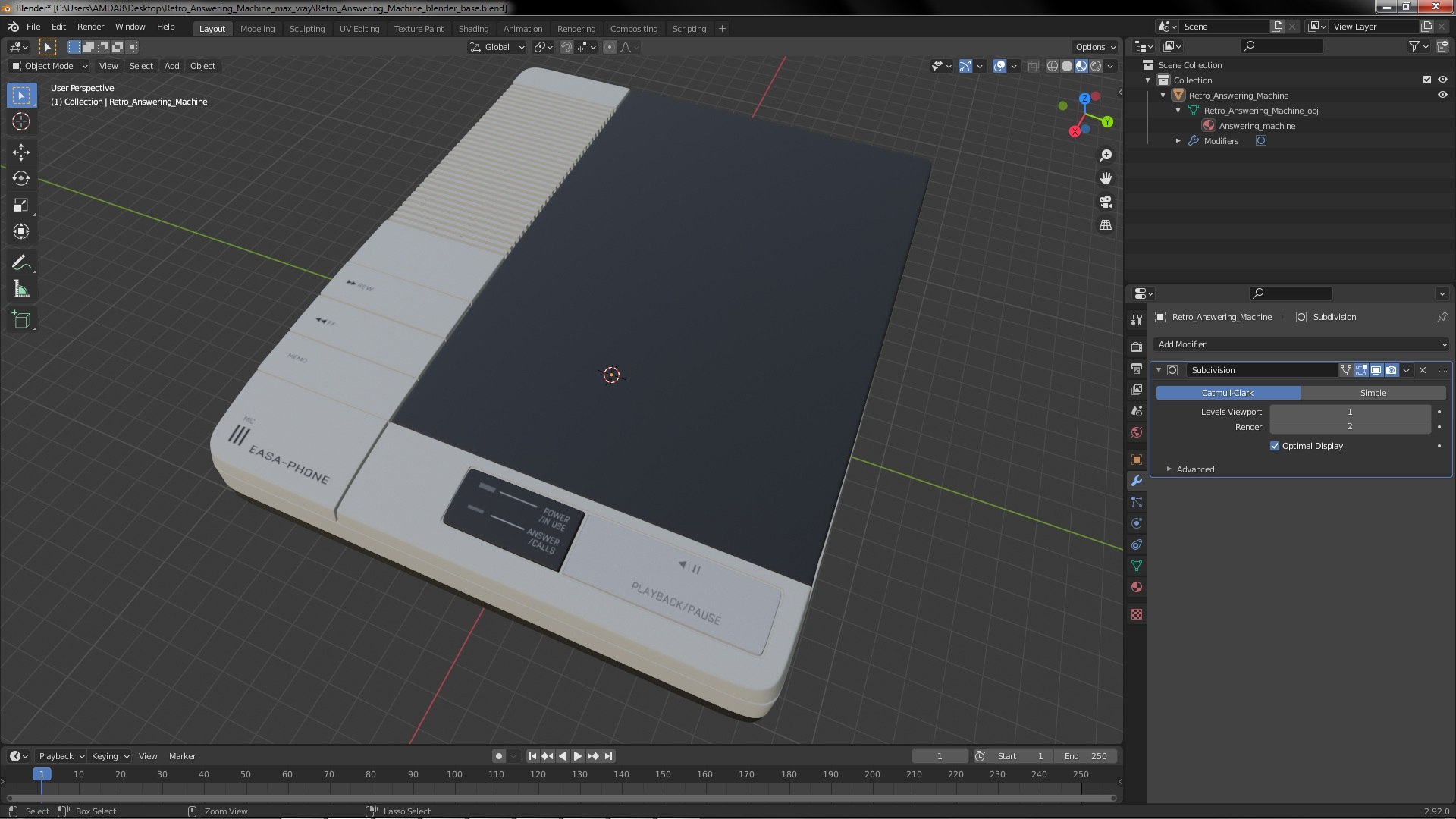 3D Model Retro Answering Machine - TurboSquid 1914872