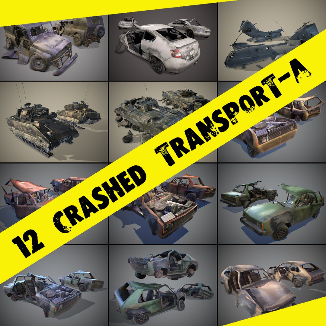 Pack Wrecked Cars Low-poly 3D Model - TurboSquid 1712807
