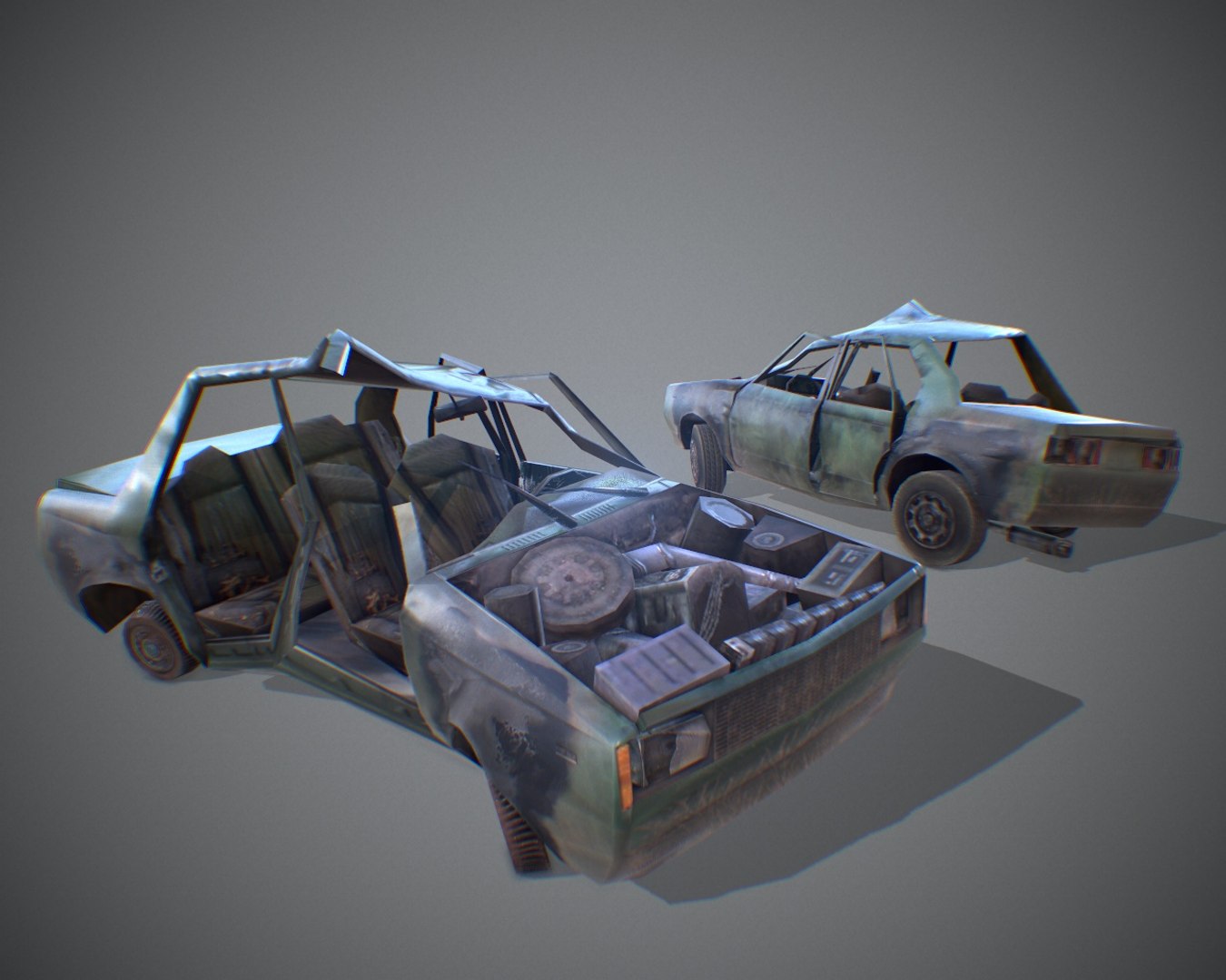 Pack Wrecked Cars Low-poly 3D Model - TurboSquid 1712807