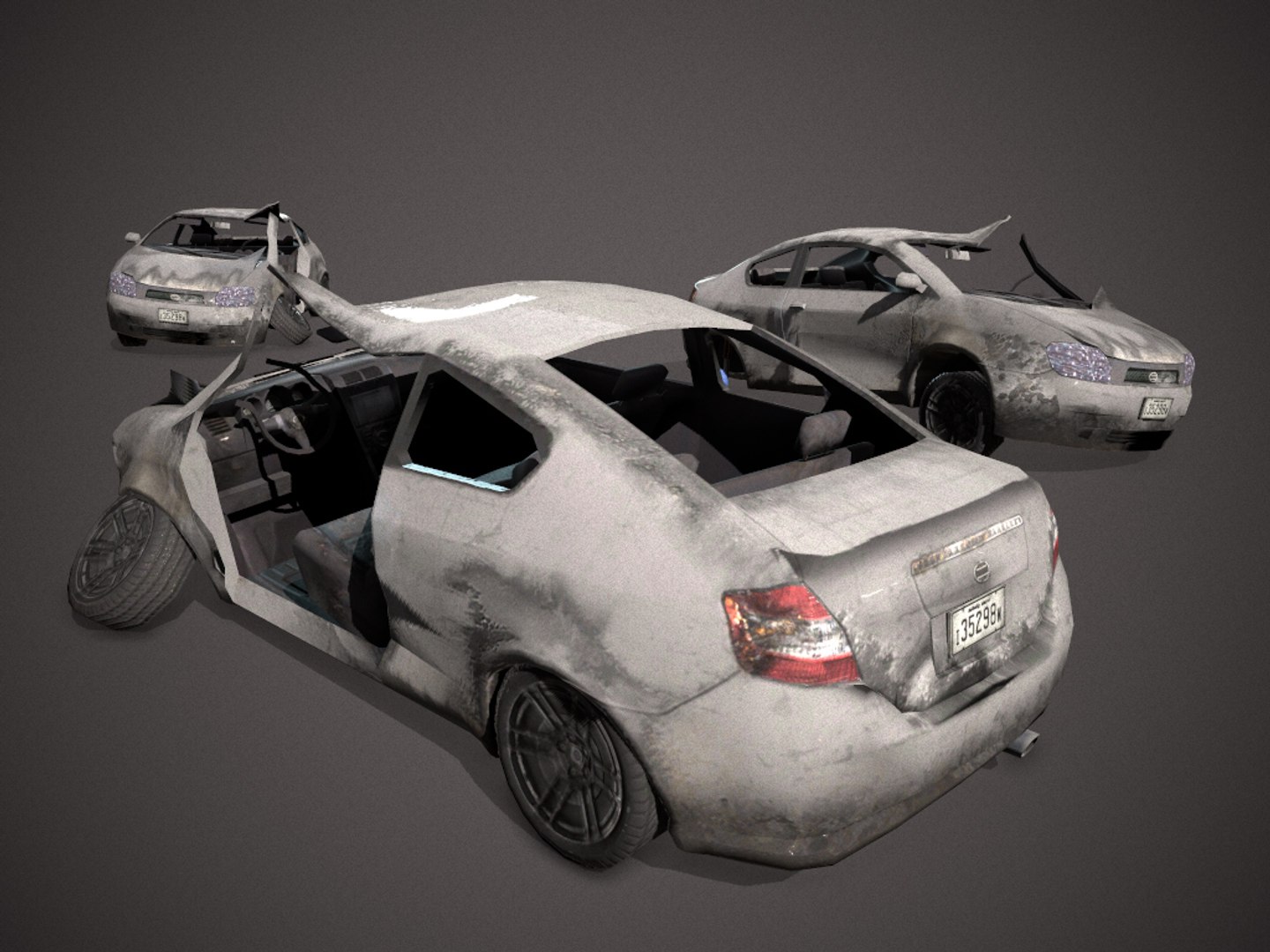 Pack Wrecked Cars Low-poly 3D Model - TurboSquid 1712807