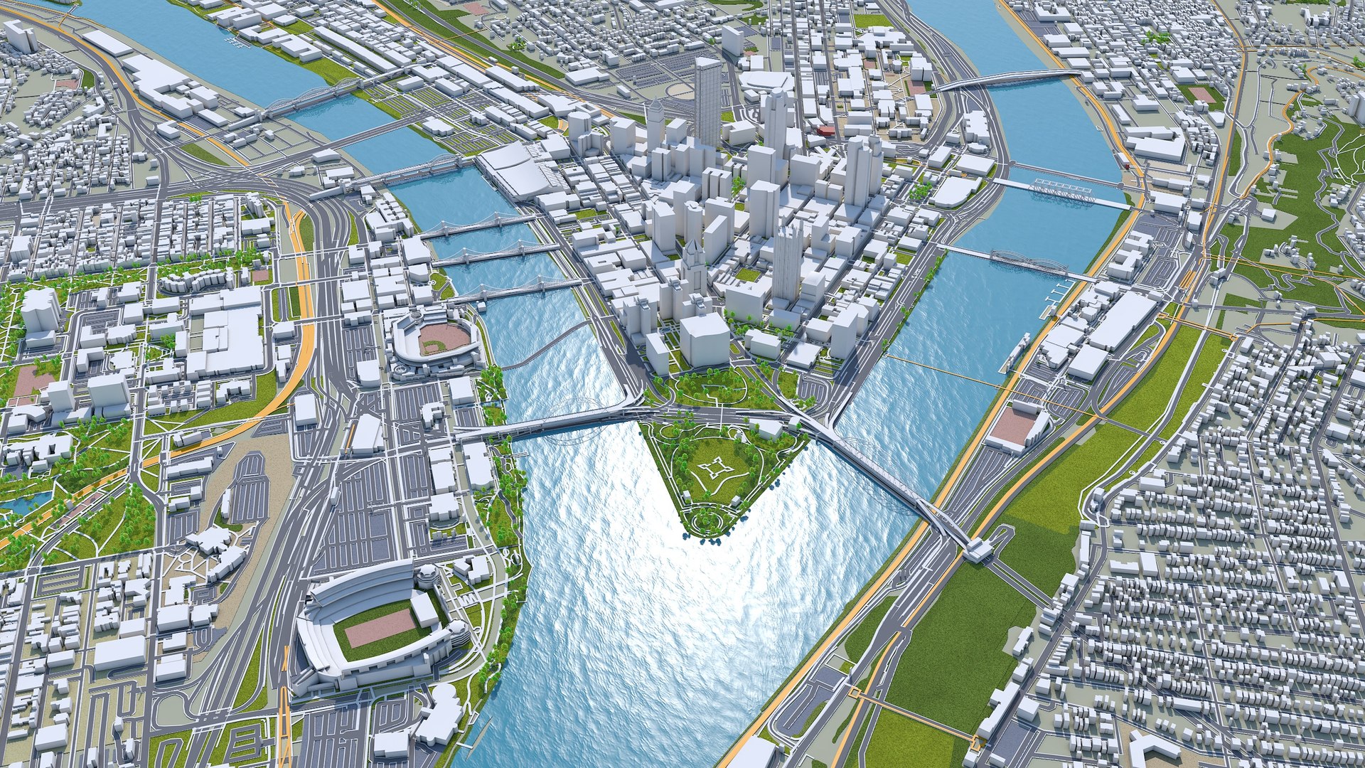 3D Pittsburgh Downtown Pennsylvania USA - TurboSquid 1989732