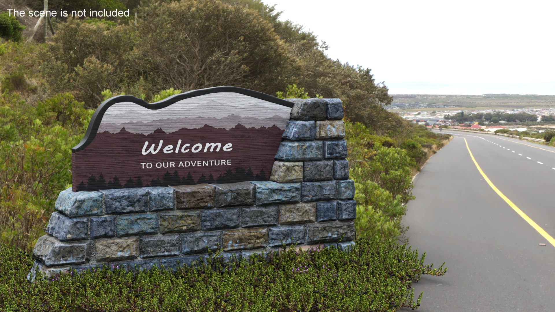 3D Park Entrance Stone Sign Model - TurboSquid 2287742