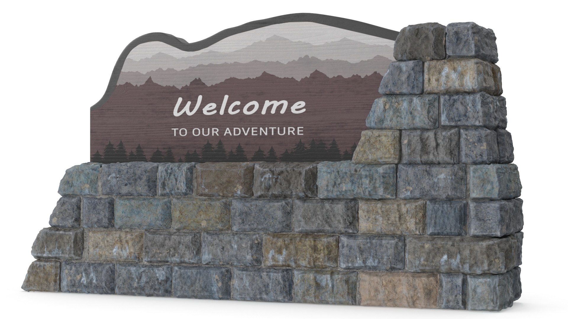 3D Park Entrance Stone Sign Model - TurboSquid 2287742