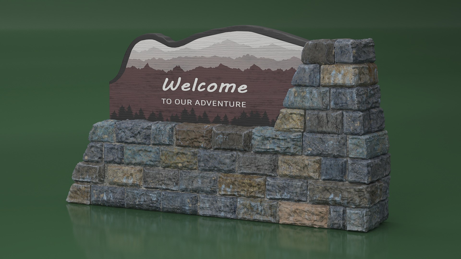 3D Park Entrance Stone Sign Model - TurboSquid 2287742