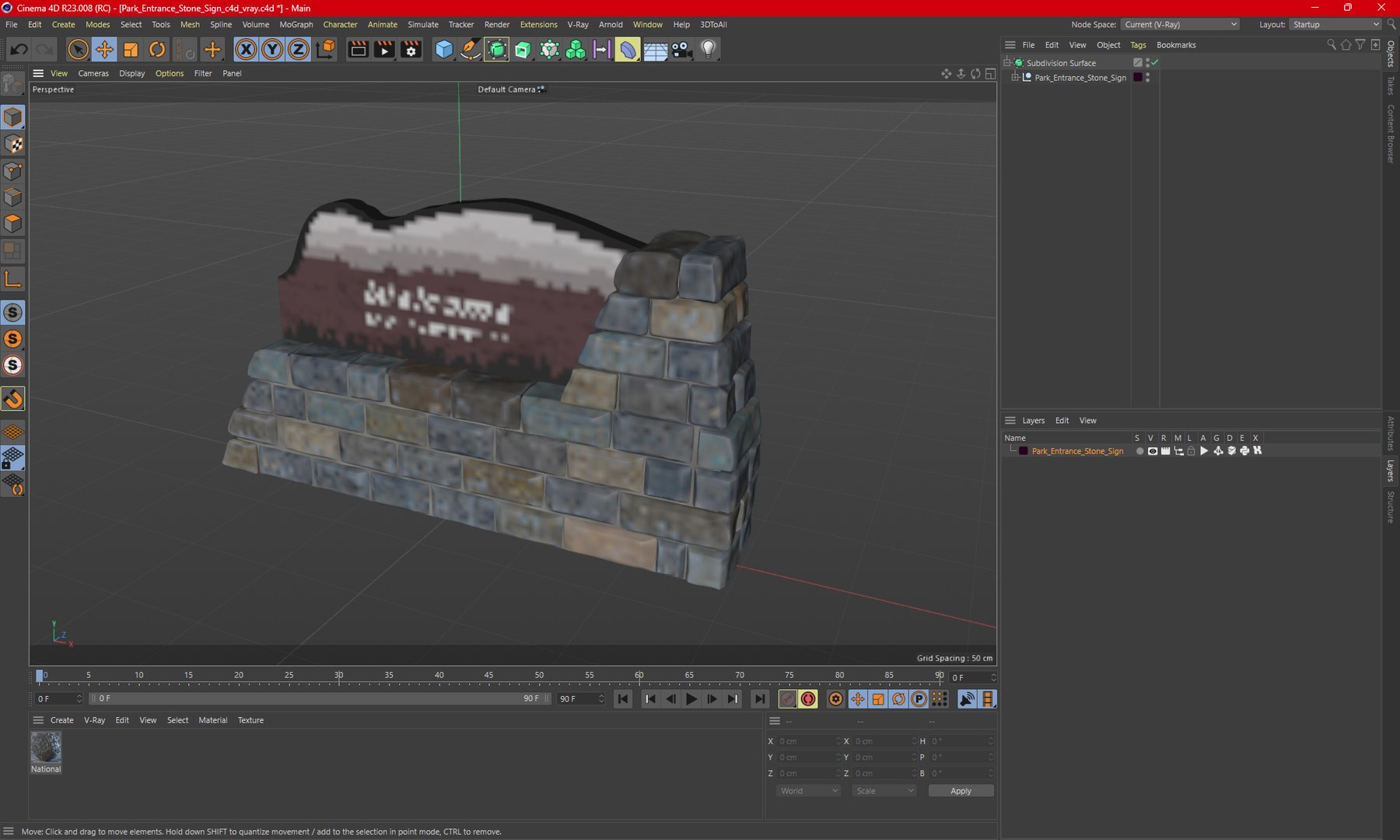 3D Park Entrance Stone Sign Model - TurboSquid 2287742