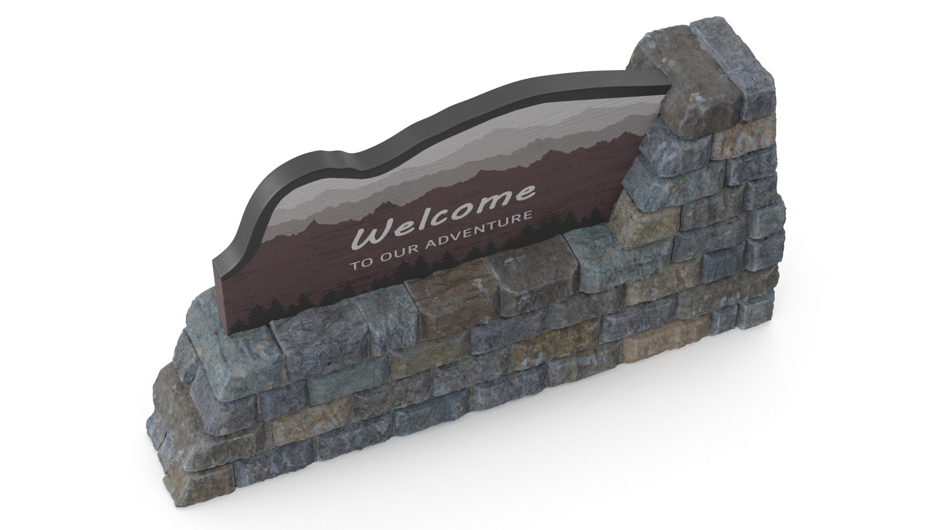 3D Park Entrance Stone Sign Model - TurboSquid 2287742