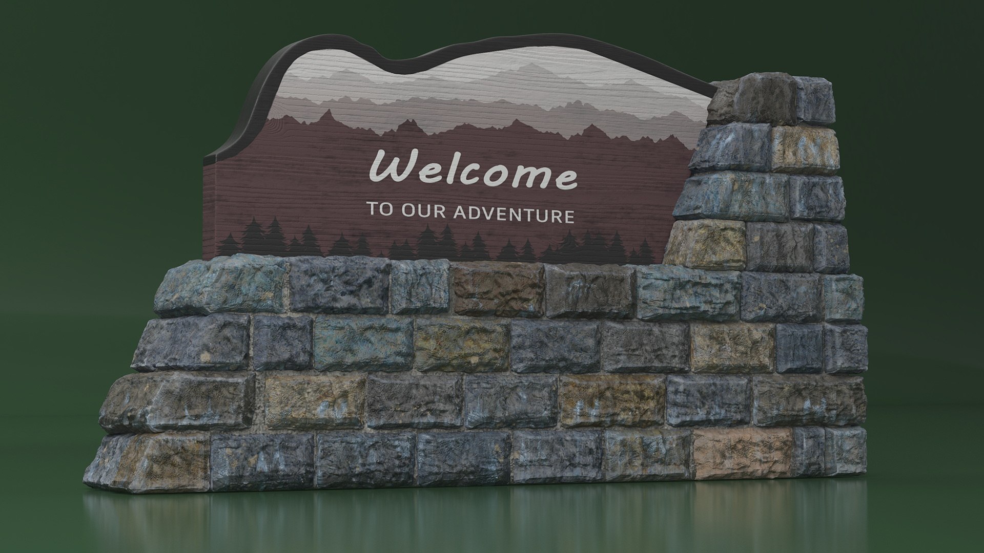 3D Park Entrance Stone Sign Model - TurboSquid 2287742